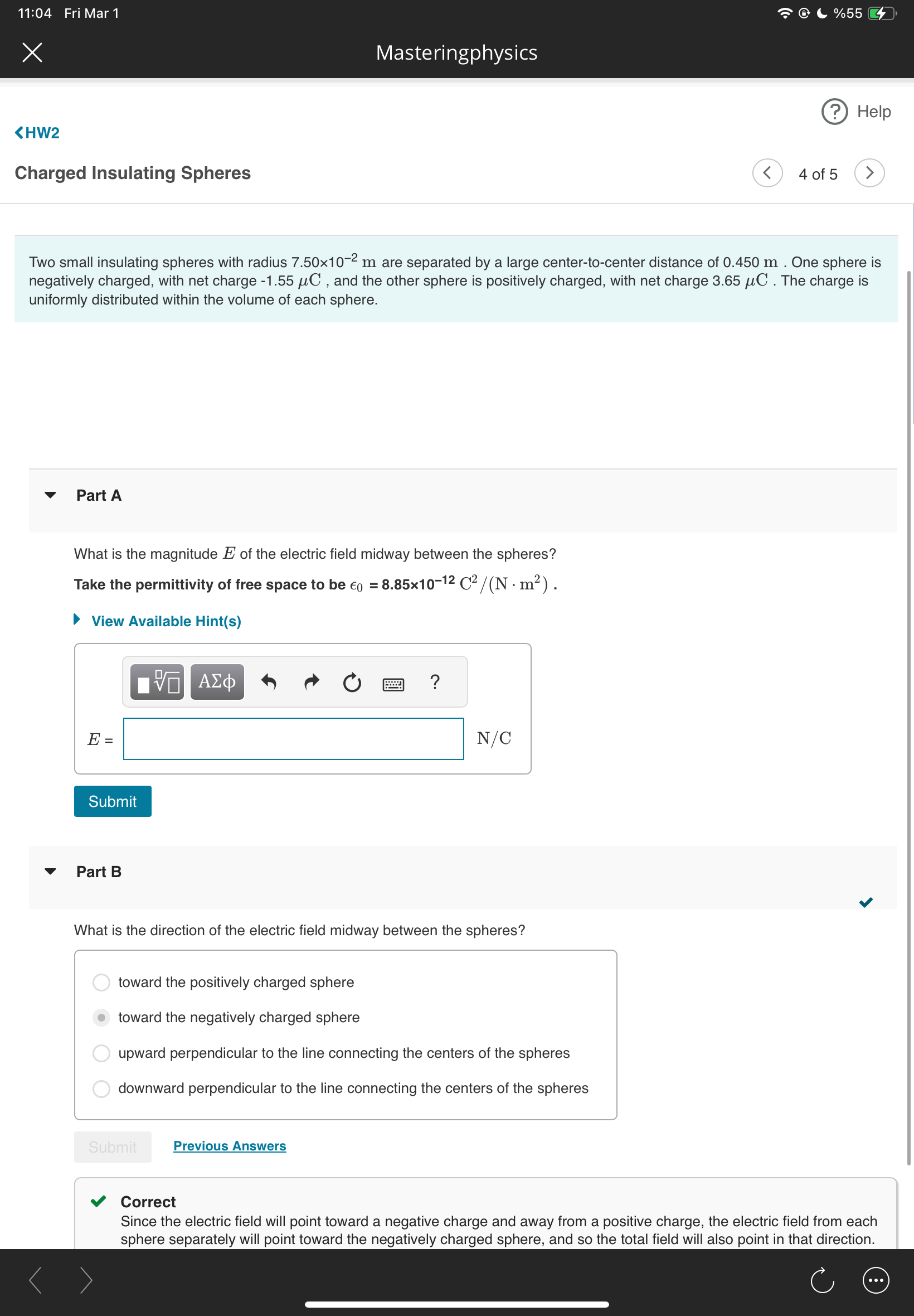 Solved Charged Insulating SpheresTwo small insulating | Chegg.com