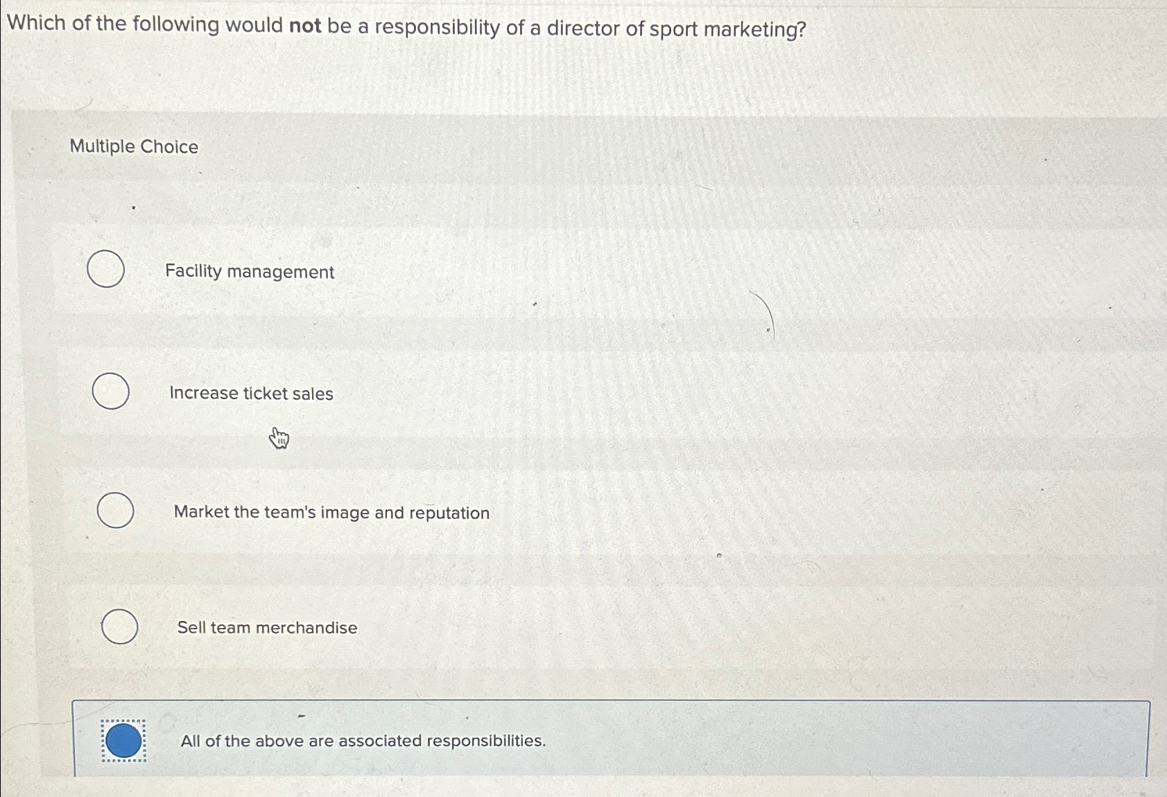 Solved Which of the following would not be a responsibility | Chegg.com