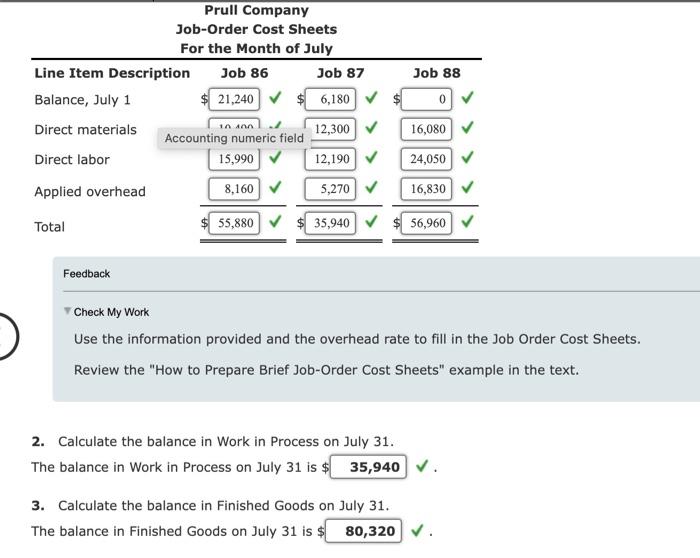 Solved Job-Order Cost Sheets, Balance in Work in Process and | Chegg.com