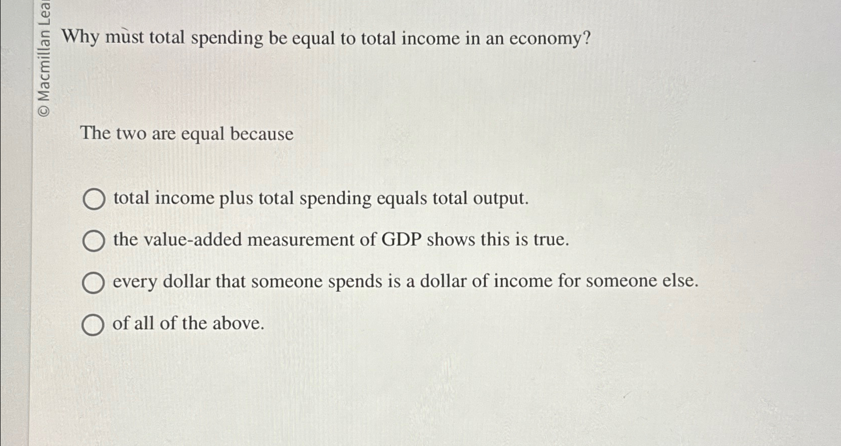 Solved The two are equal becausetotal income plus total | Chegg.com