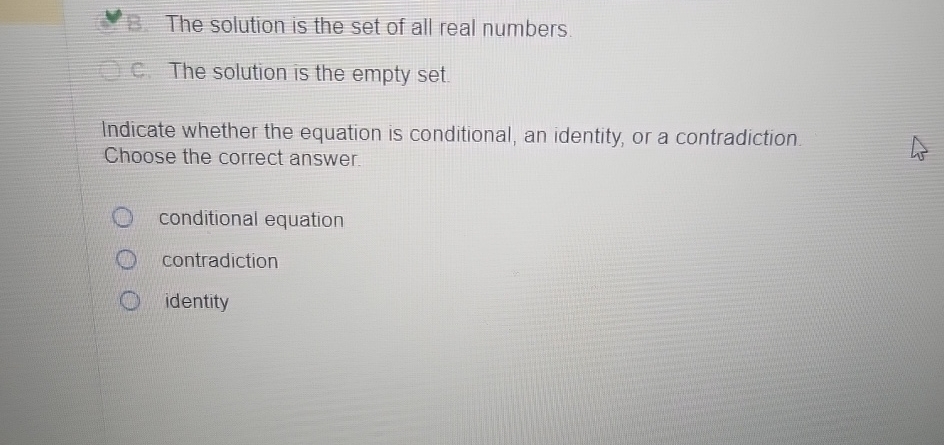 Solved The solution is the set of all real numbers.c. ﻿The | Chegg.com