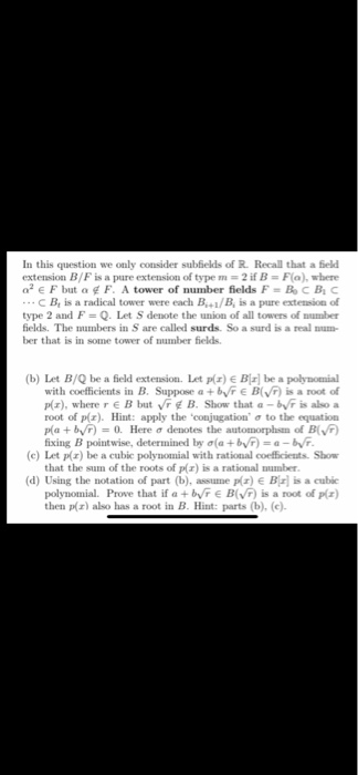 Solved In this question we only consider subfields of R. | Chegg.com