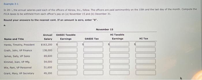 Solved Example 3-1 In 20-, the annual salaries paid each of | Chegg.com