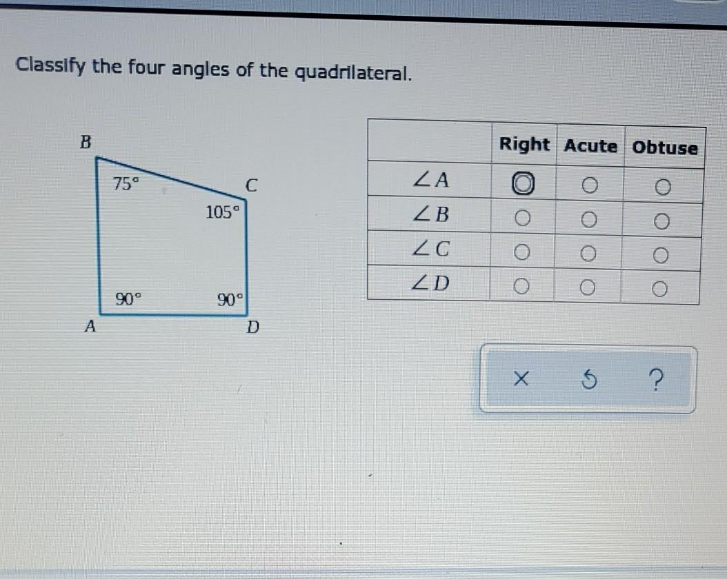 Solved Classify the four angles of the quadrilateral. B | Chegg.com
