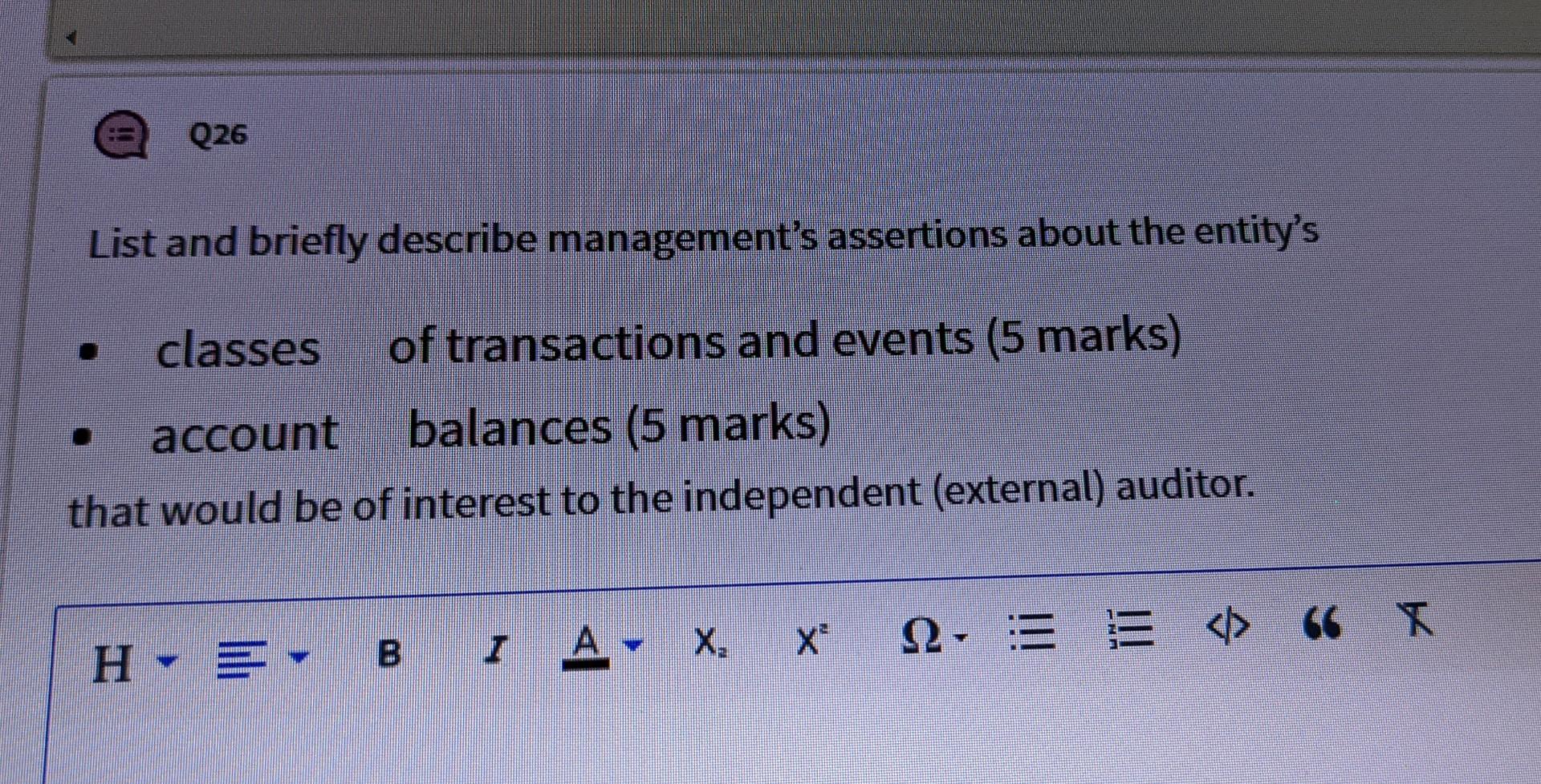 Solved List and briefly describe management's assertions | Chegg.com