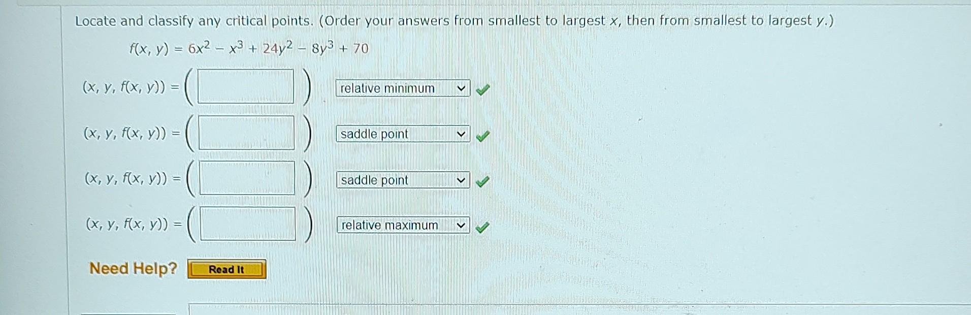 Solved Locate and classify any critical points. (Order your | Chegg.com