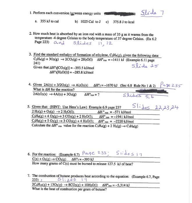Solved 1. Perform each conversion between energy units Slide | Chegg.com