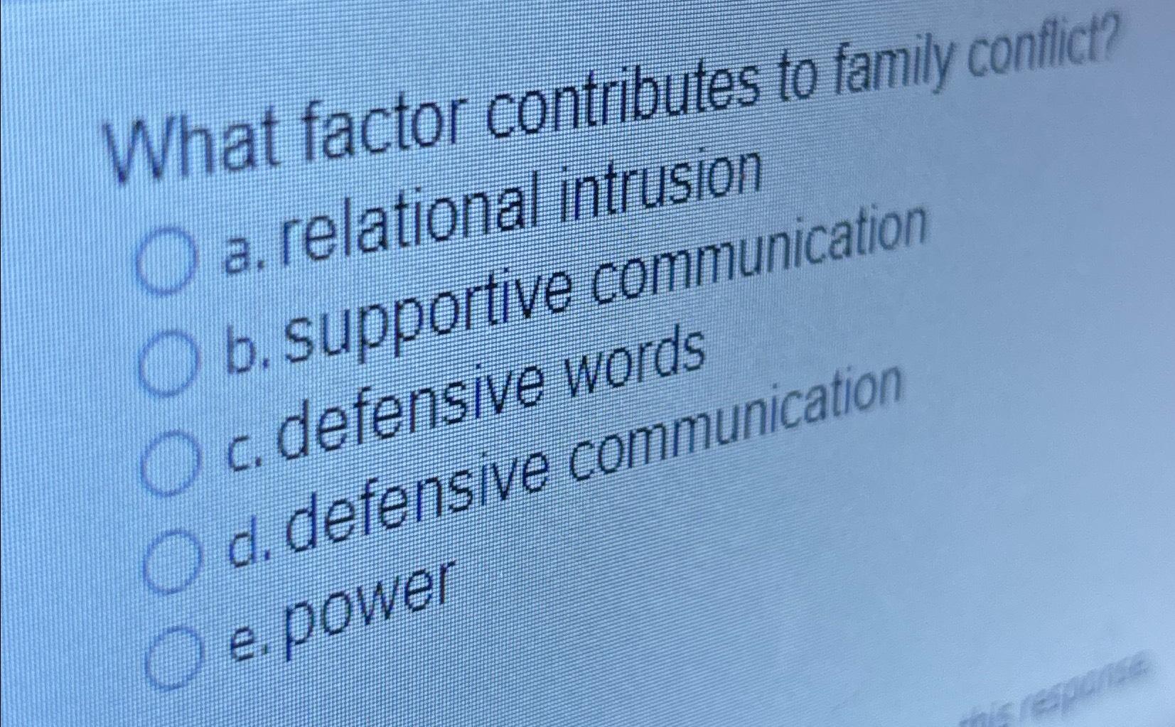 Solved What factor contributes to family confict?a. | Chegg.com