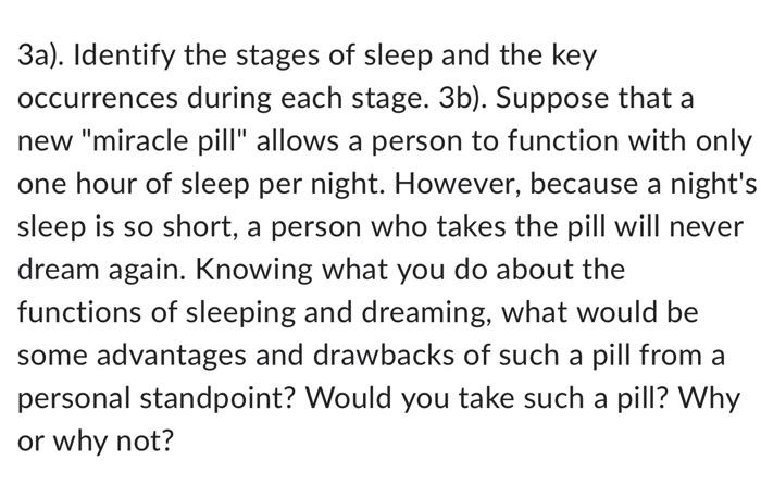 Solved 3a). Identify the stages of sleep and the key | Chegg.com