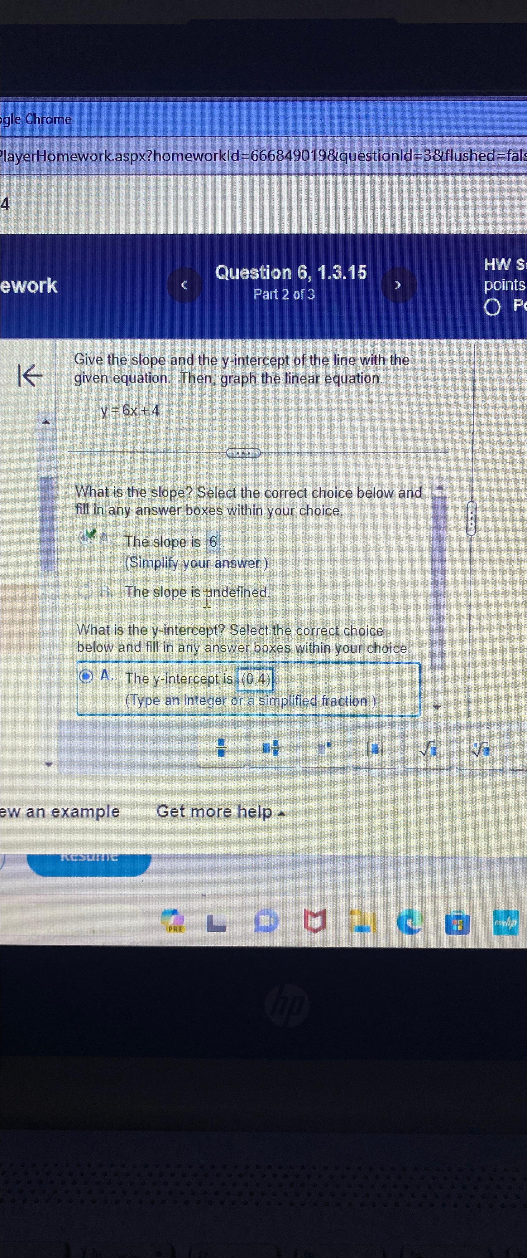 Solved Question 6, 1.3.15Part 2 ﻿of 3Give the slope and the | Chegg.com