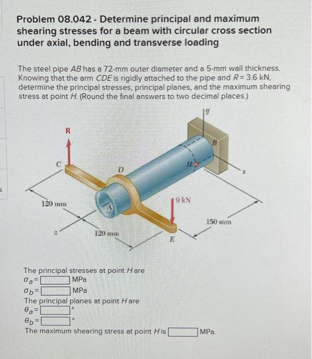 Solved Problem 08.042 - Determine principal and maximum | Chegg.com