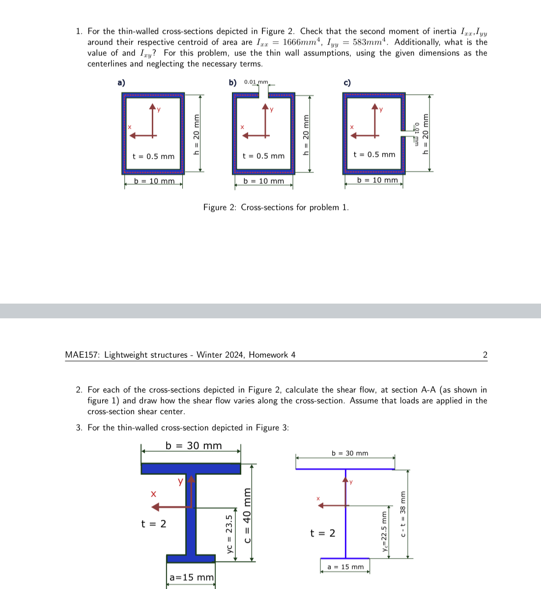 2 ﻿please The Thin Walled Cross Sections Depicted
