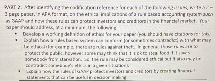 PART 2: After identifying the codification reference | Chegg.com