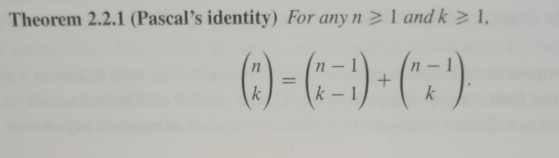 Solved 3. Give a bijective proof of Pascal's identity by | Chegg.com