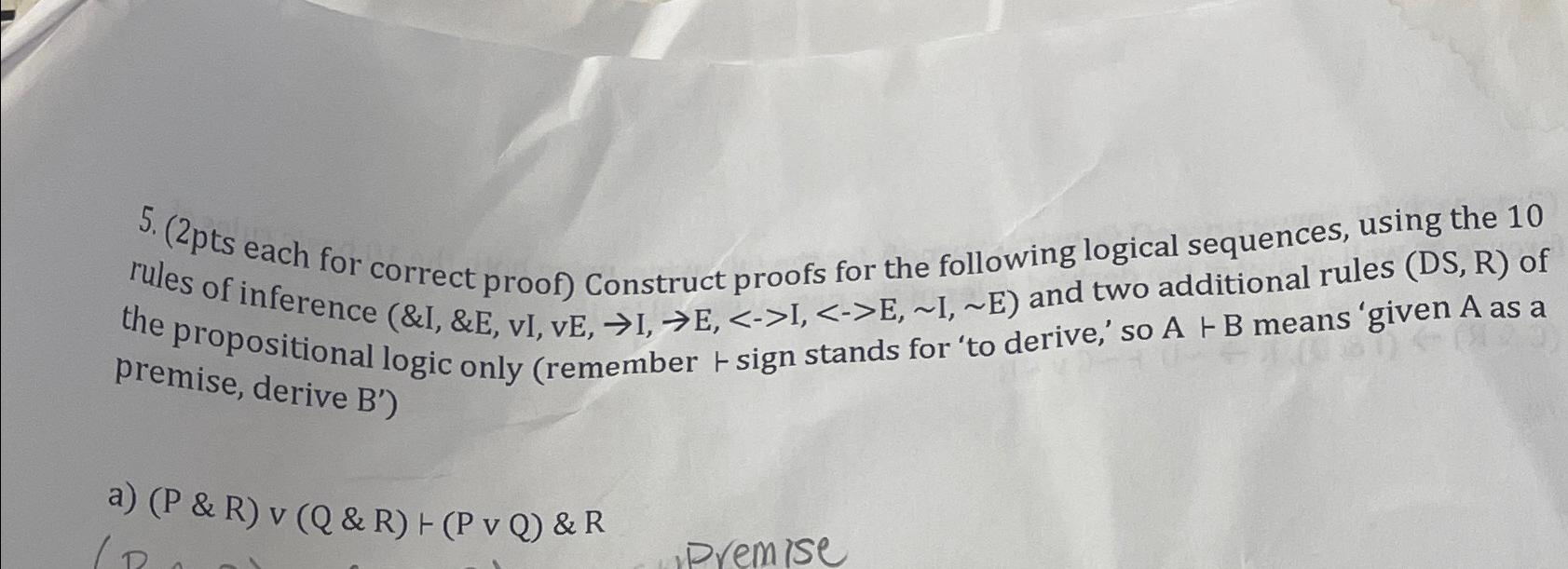 Solved ( 2pts ﻿each for correct proof) ﻿Construct proofs for | Chegg.com
