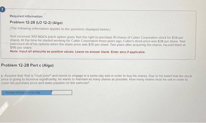 Solved Required information Problem 12-28 (LO 12-2) (Algo) | Chegg.com