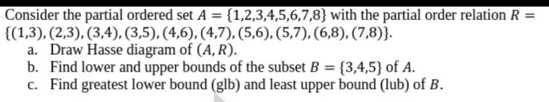 Solved Consider the partial ordered set A = | Chegg.com