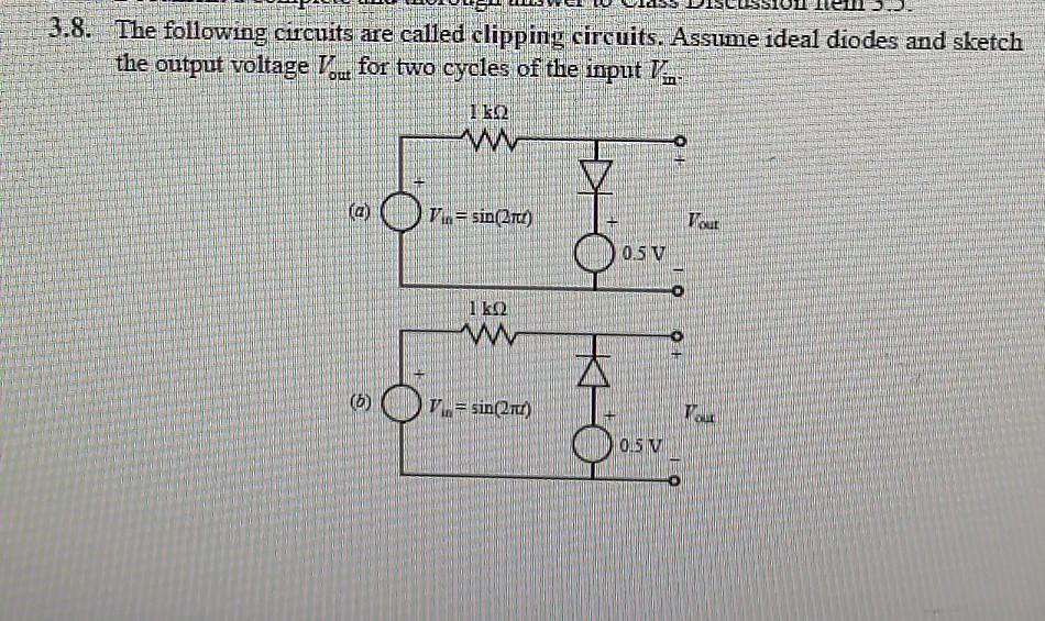Solved 3.8. The following circuits are called clipping | Chegg.com