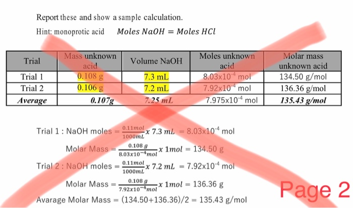 Acid-Base Titrations Name REPORT Date Section PART A | Chegg.com