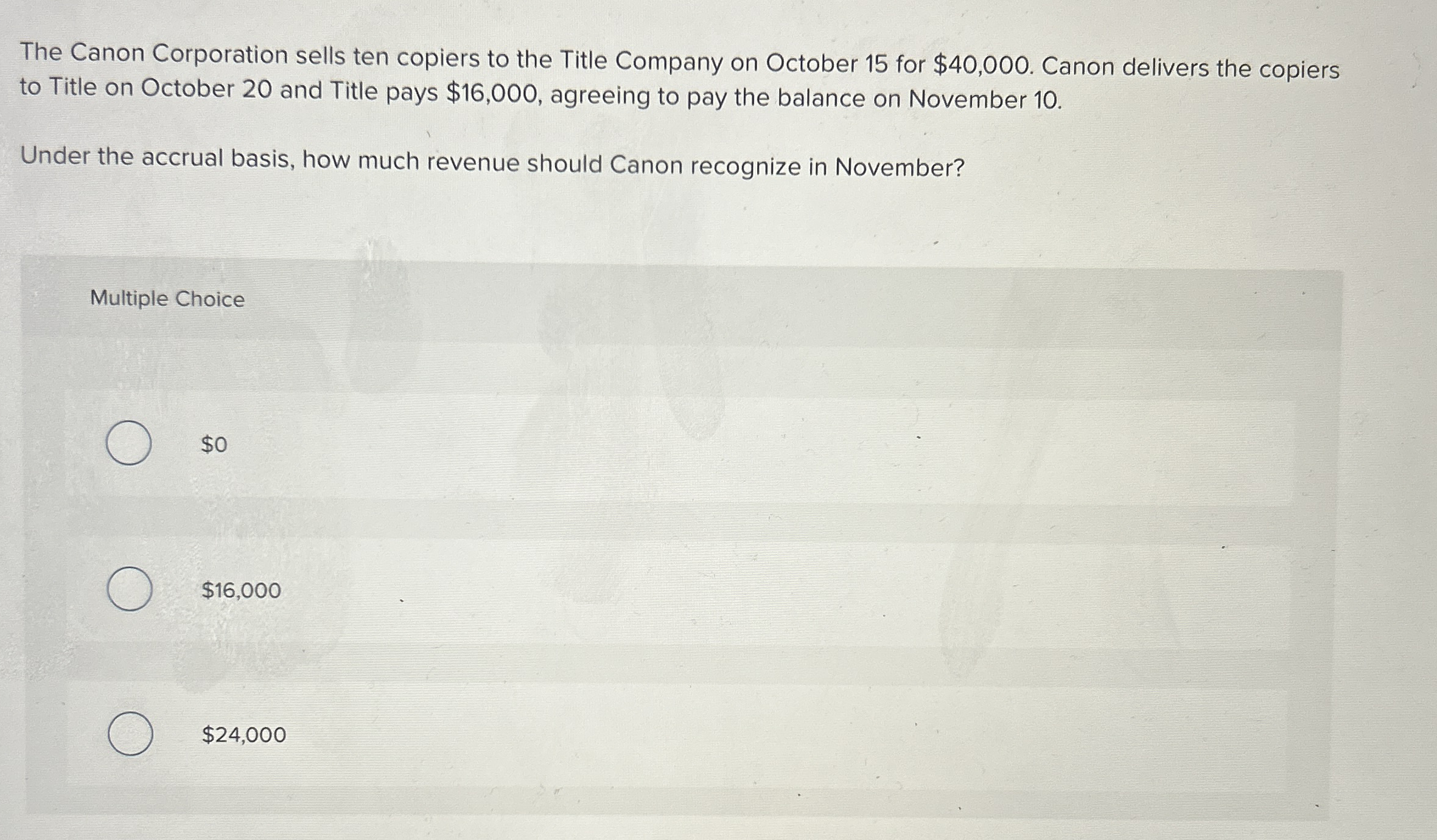 The Canon Corporation sells ten copiers to the Title | Chegg.com