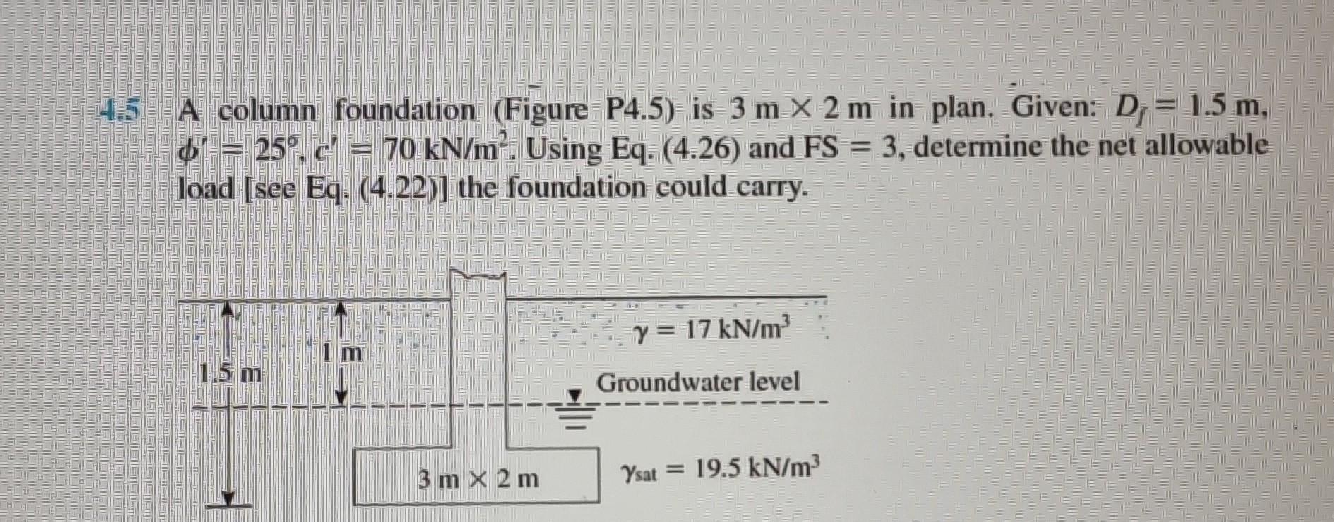 Solved A column foundation (Figure P4.5) is 3 m×2 m in plan. | Chegg.com
