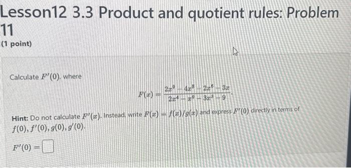 Solved Lesson12 3.3 Product and quotient rules: Problem (1 | Chegg.com