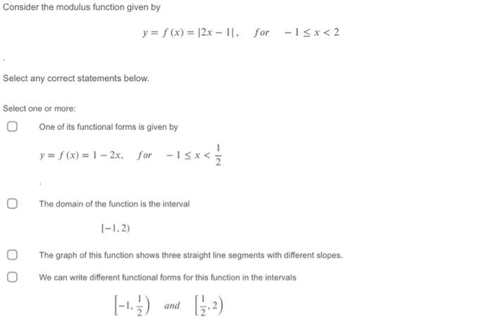 Solved Consider the modulus function given by y=f(x)=∣2x−1∣, | Chegg.com