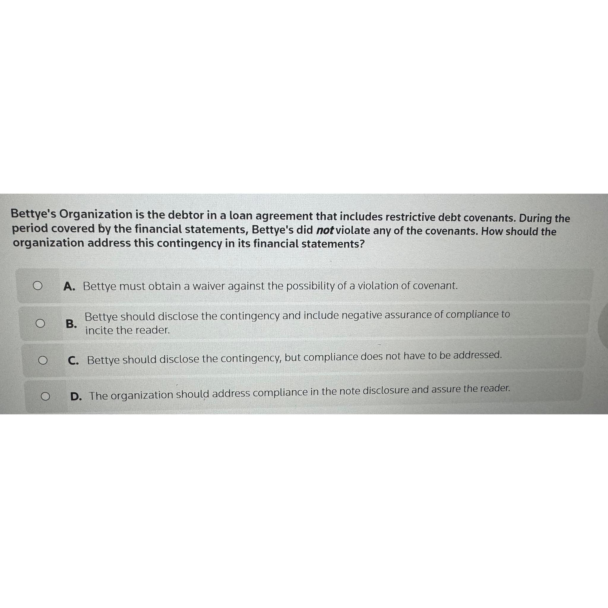 Solved Bettye's Organization is the debtor in a loan | Chegg.com