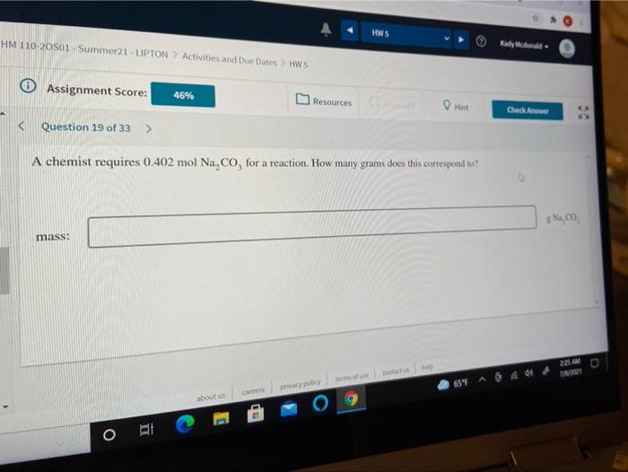 Solved HWS HM 110-20501 Summer21 LIPTON > Activities and Due | Chegg.com