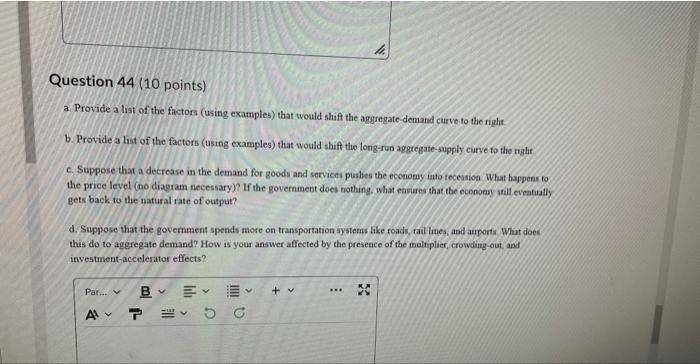Solved Question 44 (10 points) a. Provide a list of the | Chegg.com