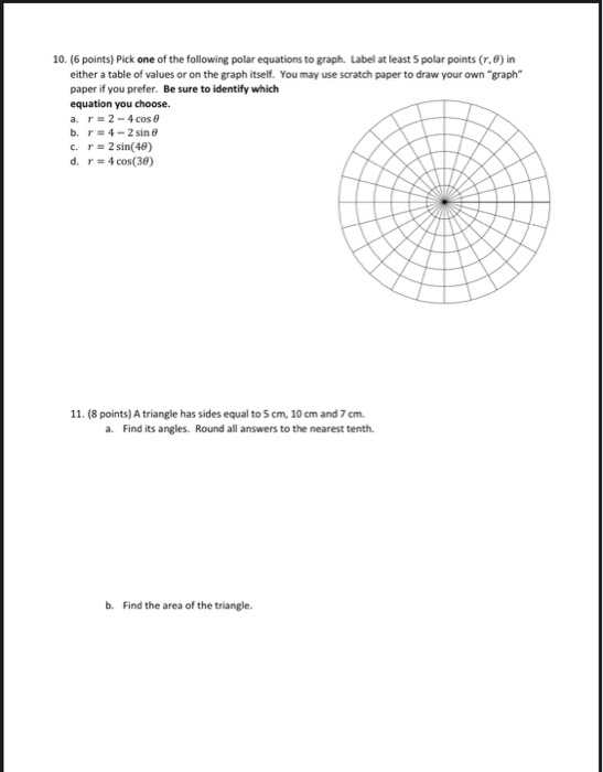 Solved 10. (6 points) Pick one of the following polar | Chegg.com Solved 10. (6 points) Pick one of the following polar | Chegg.com