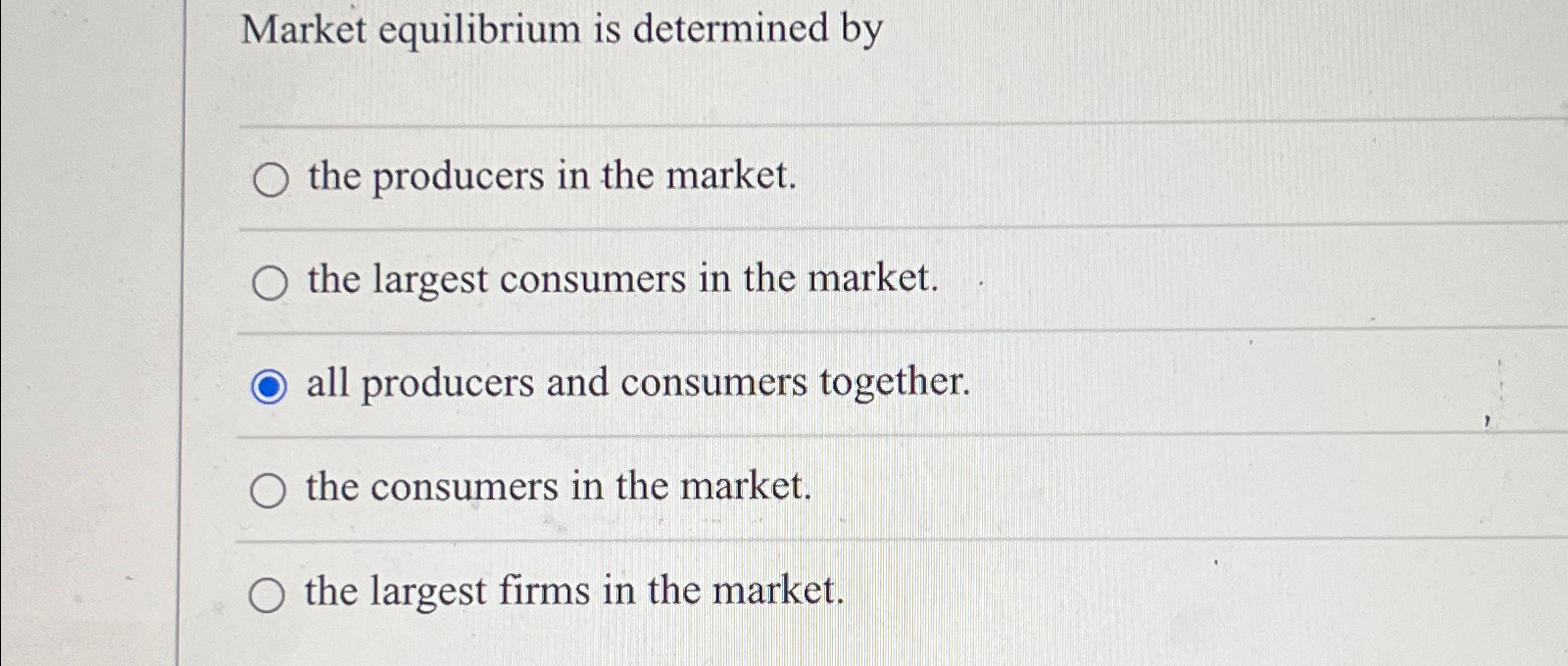 Solved Market equilibrium is determined bythe producers in | Chegg.com