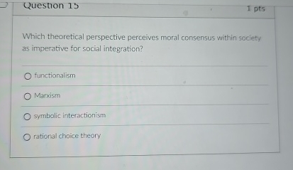 Solved Question 15Which theoretical perspective perceives | Chegg.com
