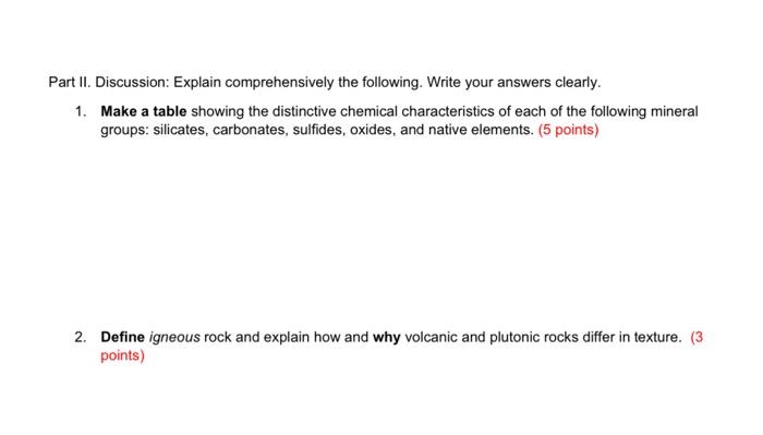 Solved Part II. Discussion: Explain comprehensively the | Chegg.com