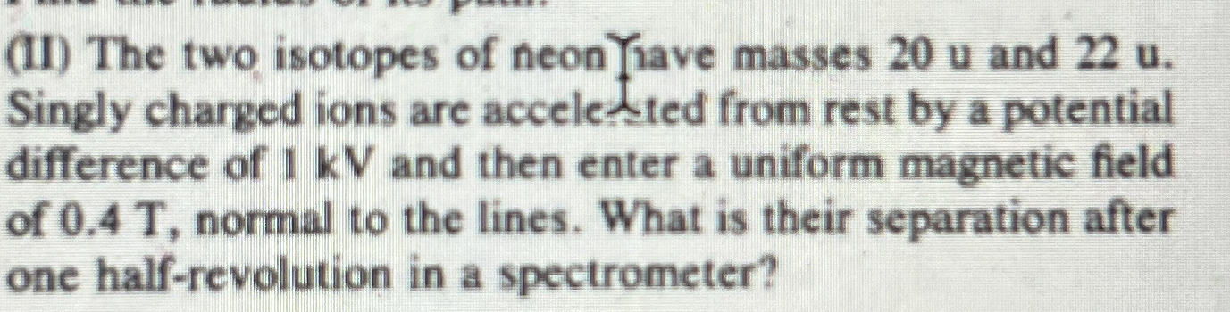 Solved (II) ﻿The two isotopes of neon Yave masses 20 ﻿u and | Chegg.com