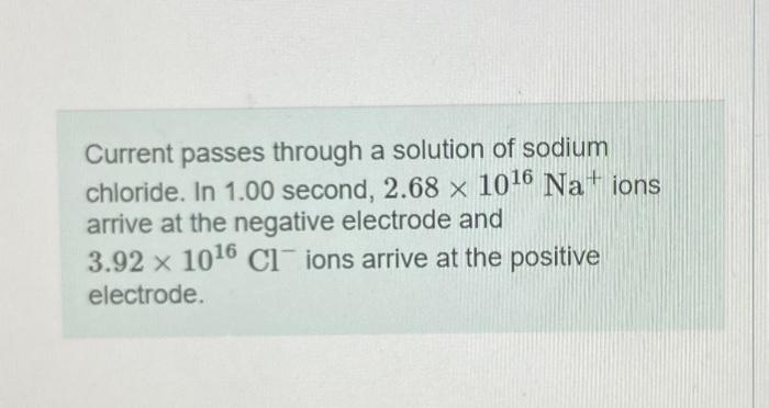 Solved Current passes through a solution of sodium chloride. | Chegg.com