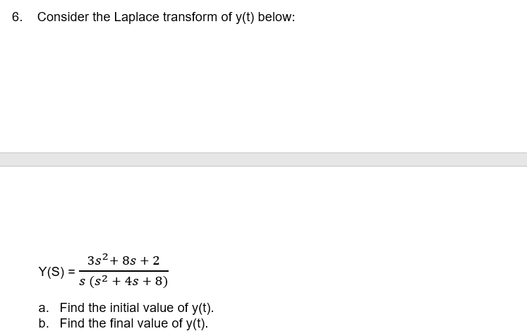 Consider the Laplace transform of y(t) | Chegg.com