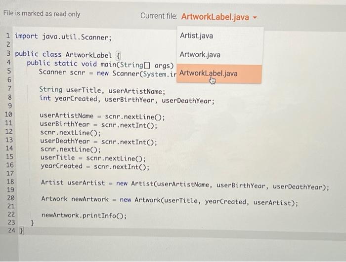 Solved 727 Lab Artwork Label Classesconstructors Given