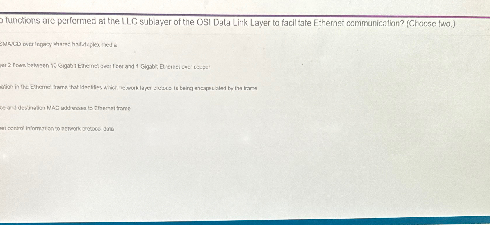 Solved functions are performed at the LLC sublayer of the | Chegg.com
