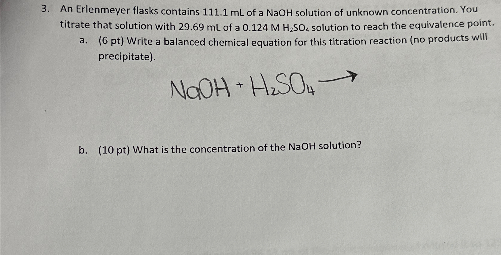 Solved An Erlenmeyer flasks contains 111.1mL ﻿of a NaOH | Chegg.com