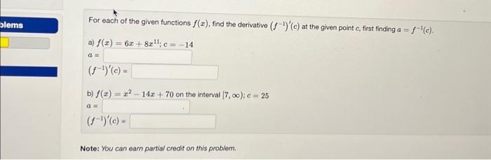 Solved For each of the given functions f(x), find the | Chegg.com