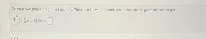 Solved On your own paper, graph the integrand. Then, use | Chegg.com
