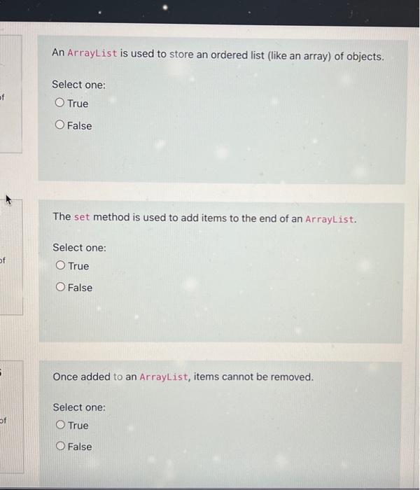 Solved An ArrayList is used to store an ordered list (like | Chegg.com