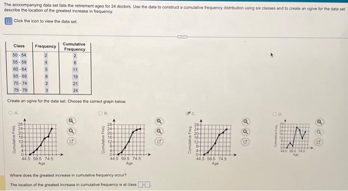 Solved The accompanying data set lists the retirement ages | Chegg.com