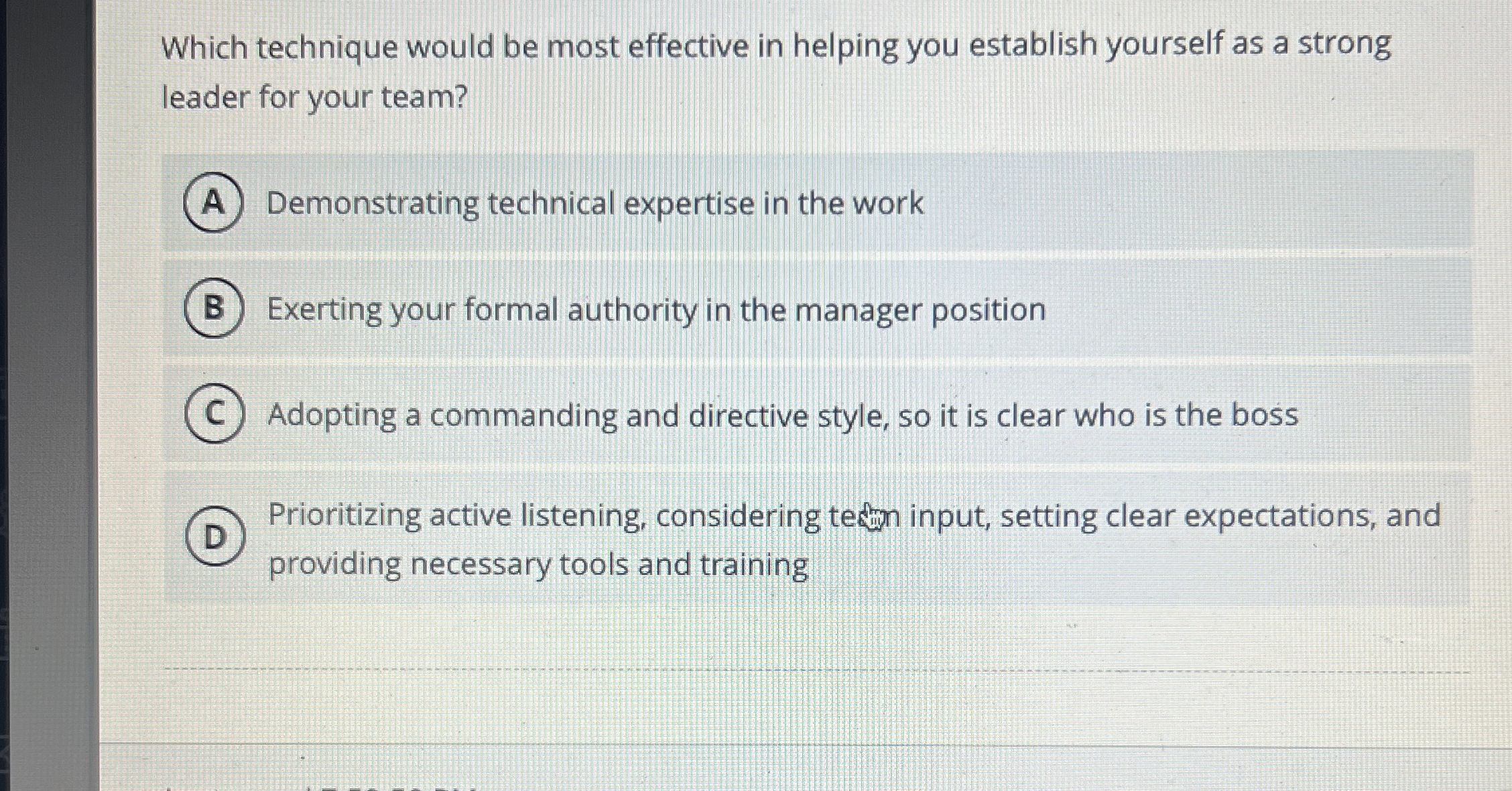 Solved Which technique would be most effective in helping | Chegg.com