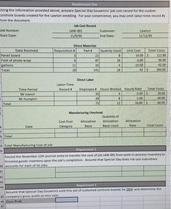Solved sing the information provided above, prepare Special | Chegg.com