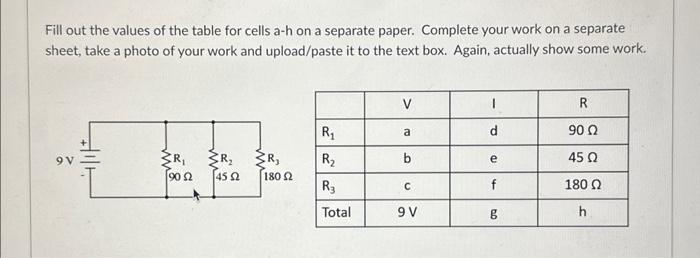 Solved Fill out the values of the table for cells a-h on a | Chegg.com
