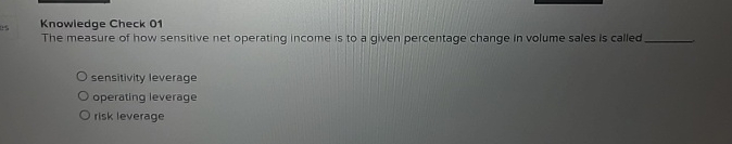 Solved Knowledge Check 01The measure of how sensitive net | Chegg.com