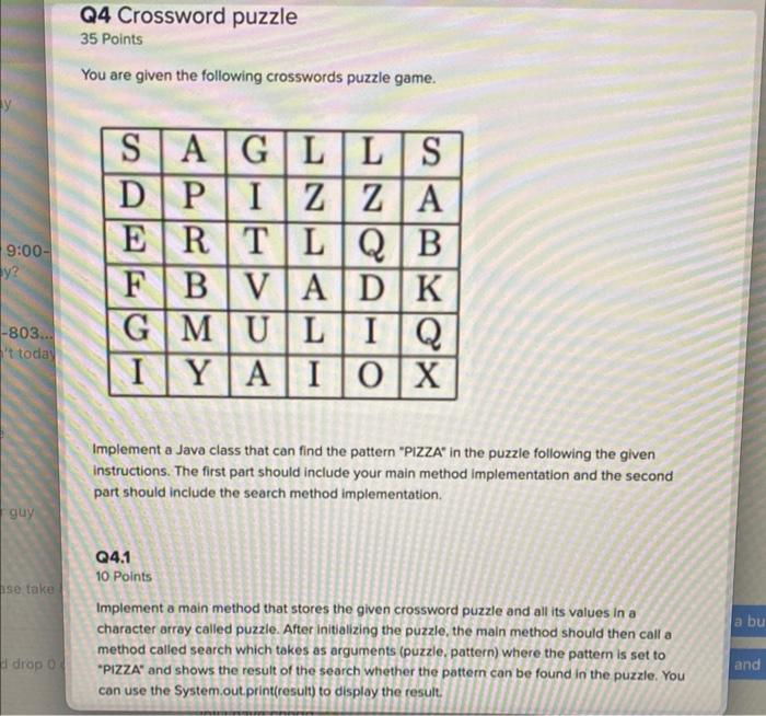 Solved Q4 Crossword puzzle 35 Points You are given the | Chegg.com