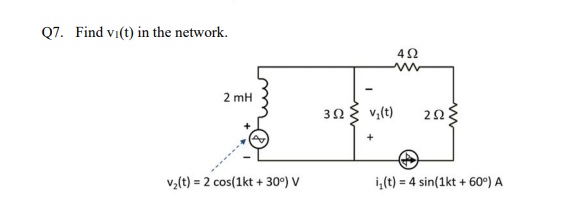 Solved Q7. ﻿Find vl(t) ﻿in the network. | Chegg.com